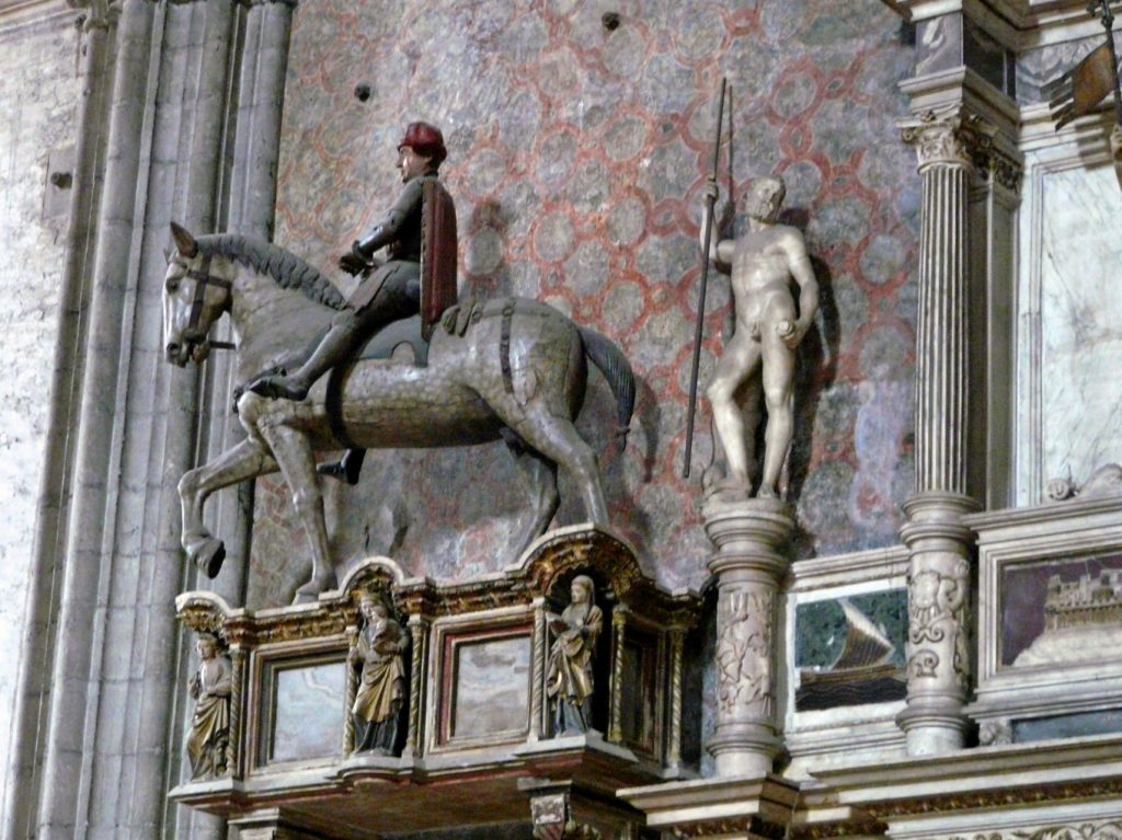 Equestrian statue of Paolo Savelli in Venice Italy