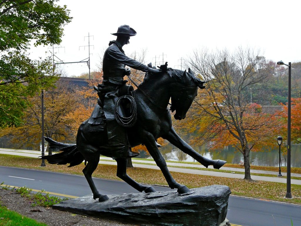 Equestrian statue of Cowboy in PA Philadelphia US