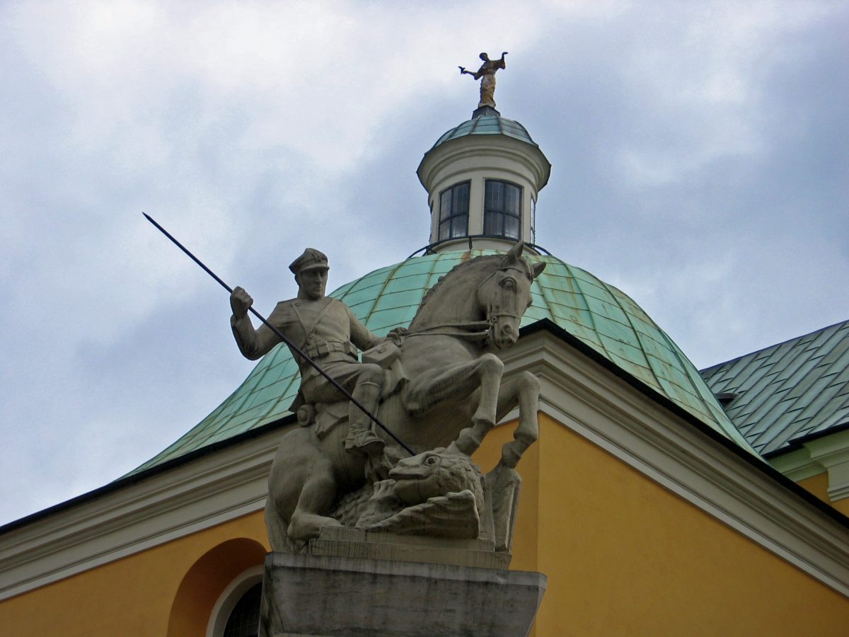 Equestrian statue of Cavalry memorial in Poznan Poland
