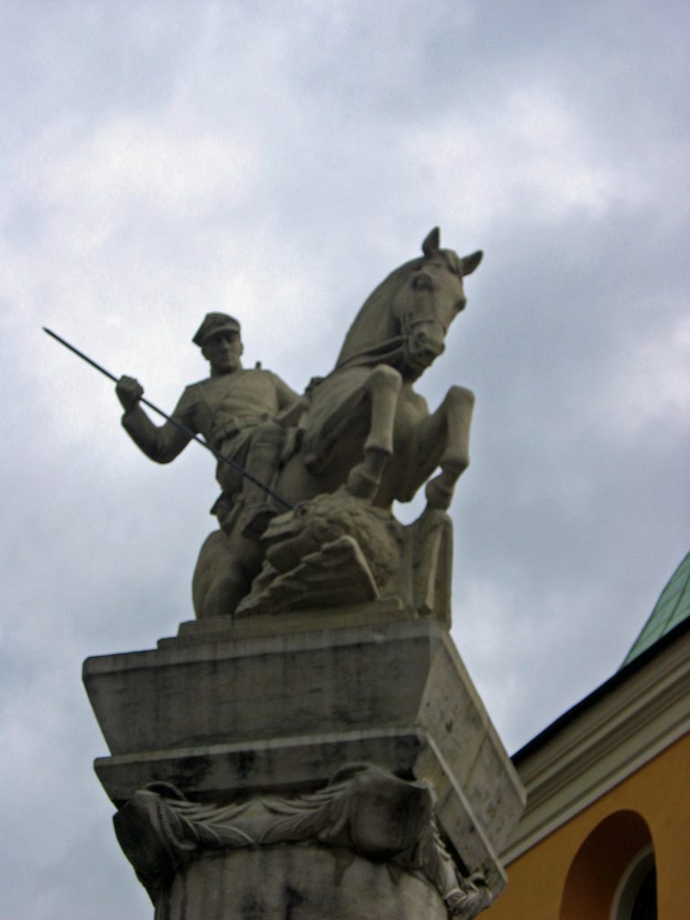 Equestrian statue of Cavalry memorial in Poznan Poland