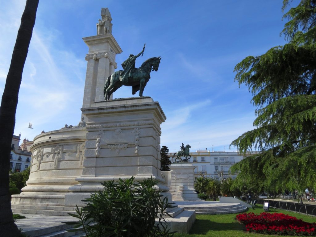 Equestrian statue of Monument of the Constitution in Cadiz Spain