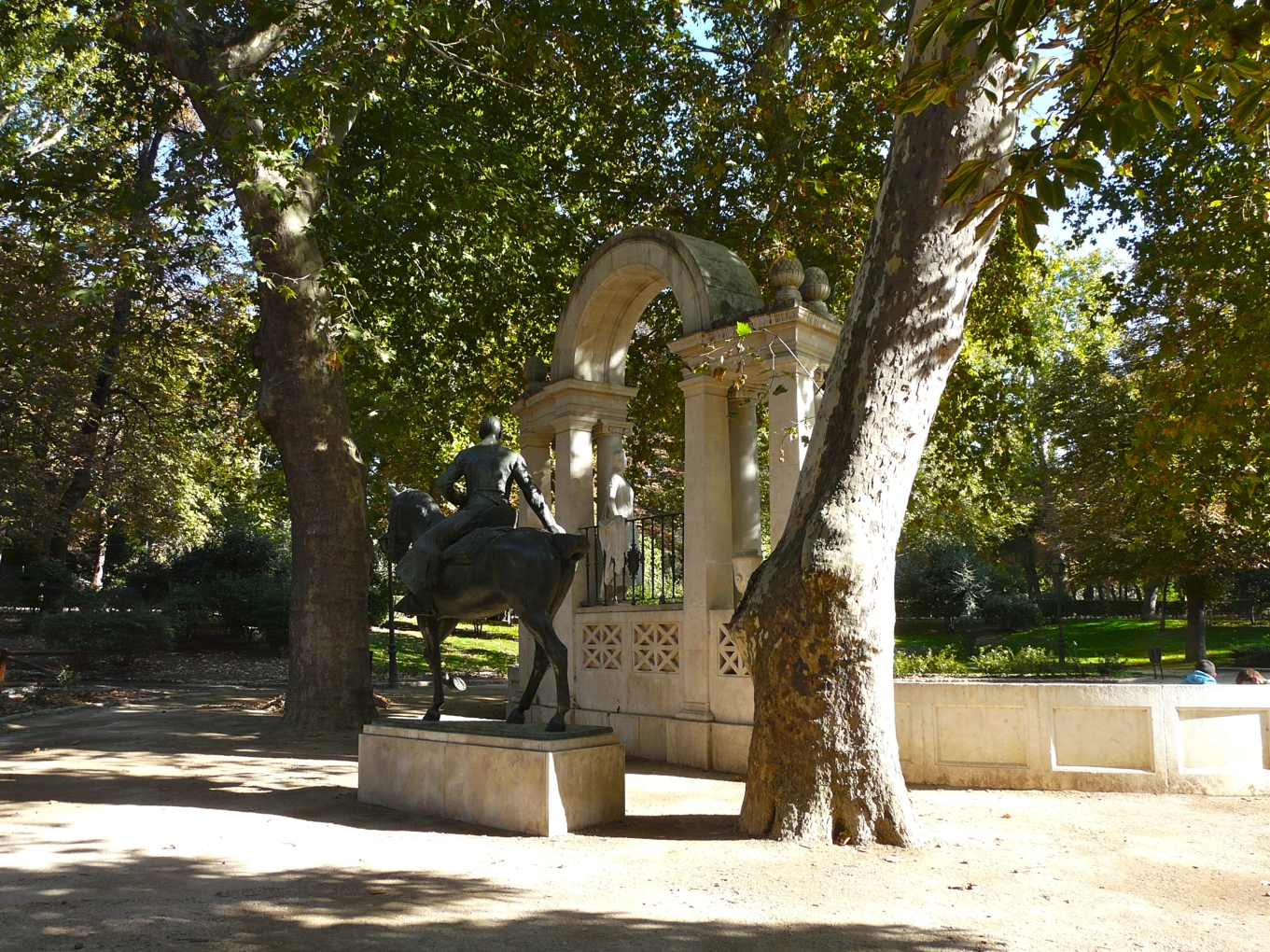 Equestrian statue of Serafin y Joaquin Alvarez Quintero in Madrid Spain