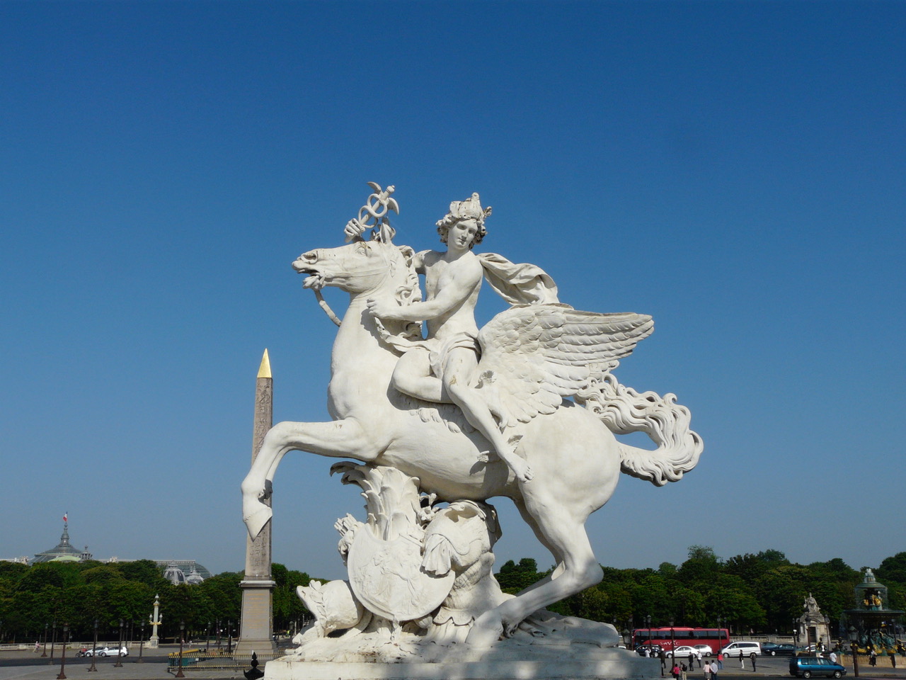 Equestrian statue of Mercury astride Pegasus in Paris France