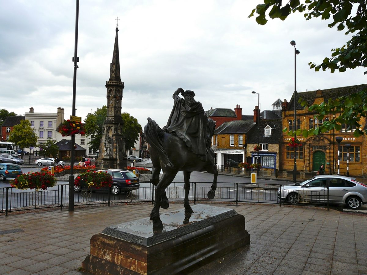 Equestrian statue of Fine Lady in Banbury UK