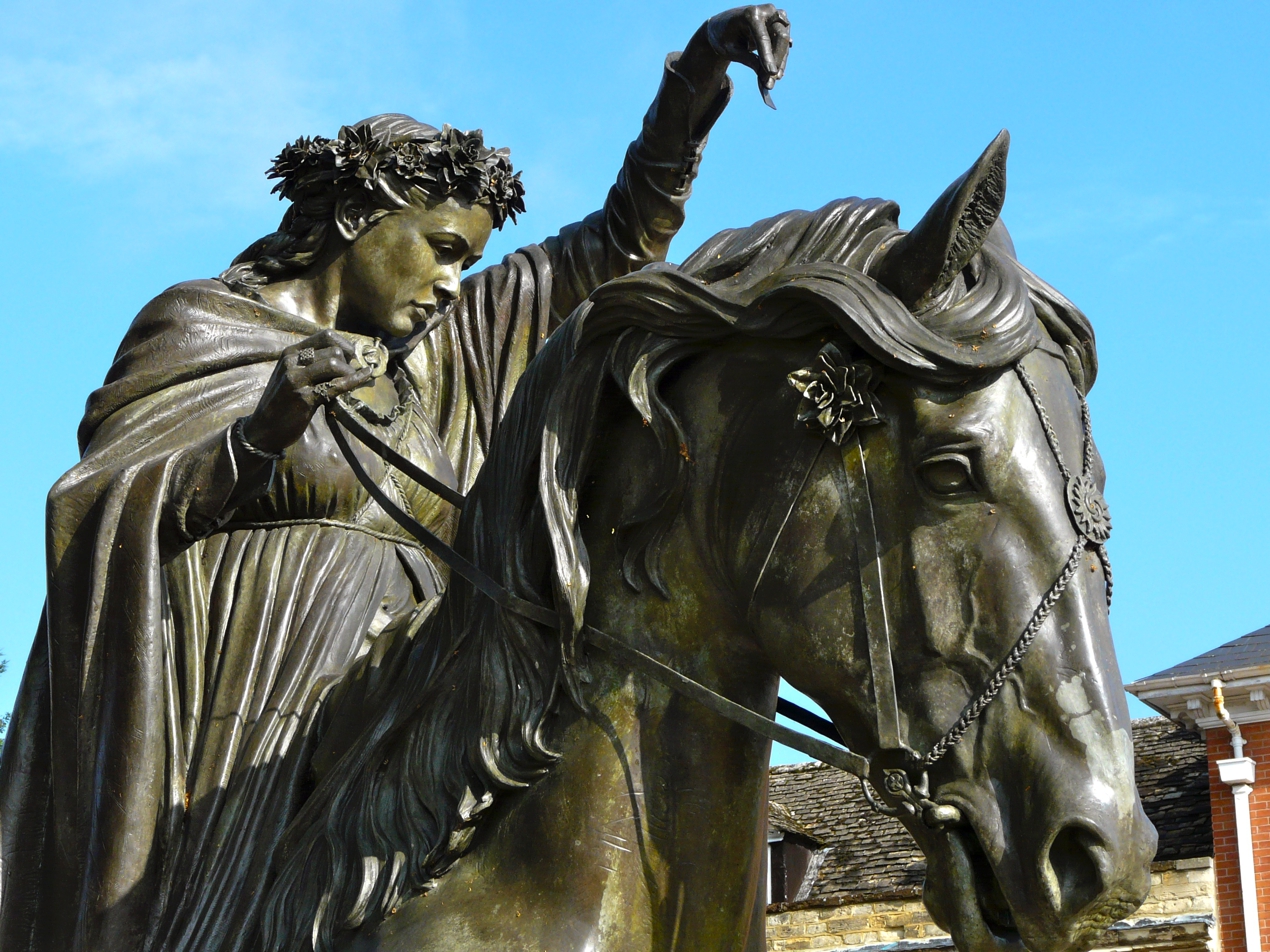 Equestrian statue of Fine Lady in Banbury UK