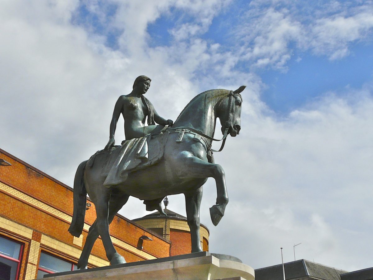 Equestrian statue of Lady Godiva in Coventry UK