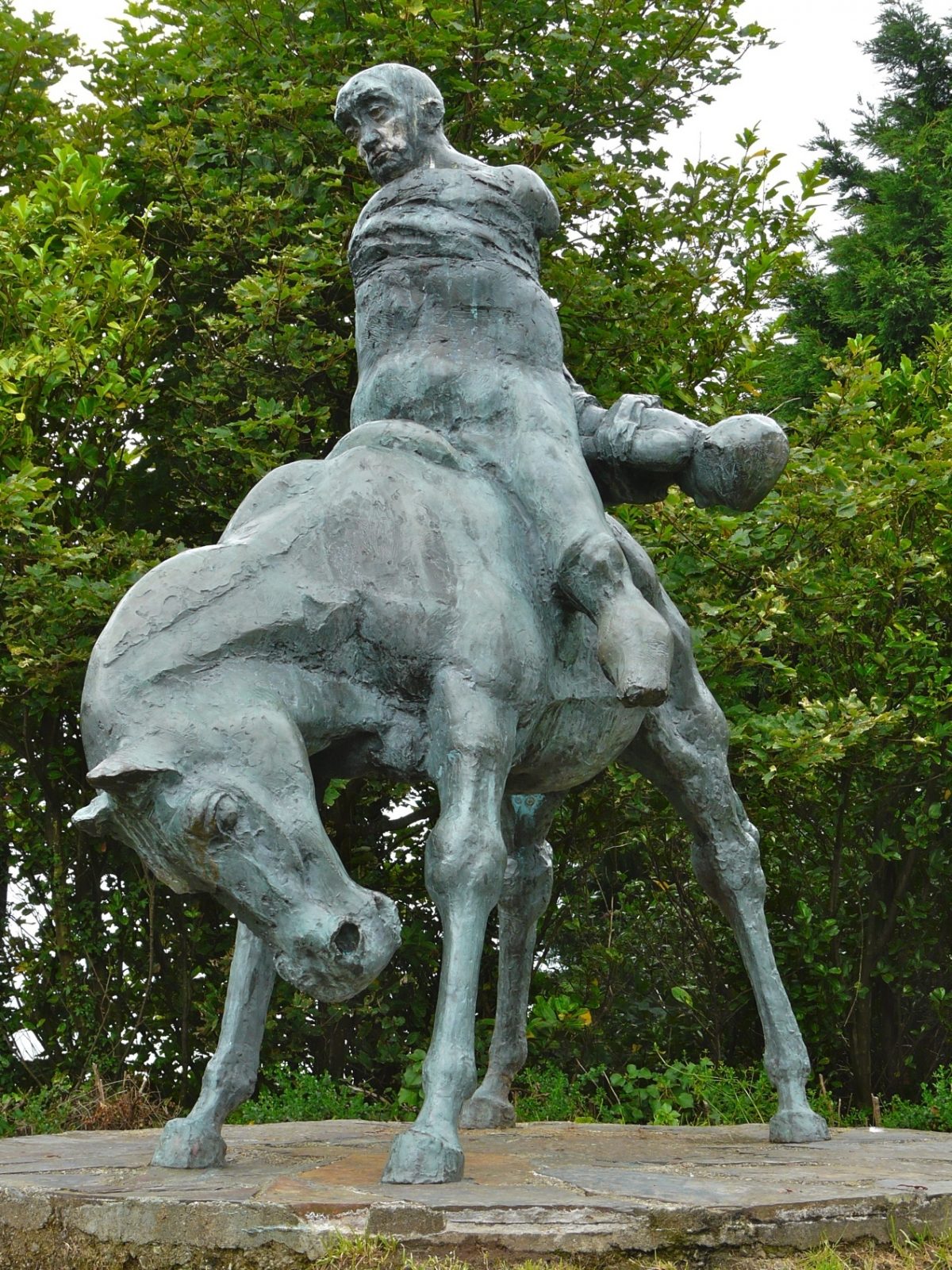 Equestrian statue of Bendigeidfran in Harlech UK
