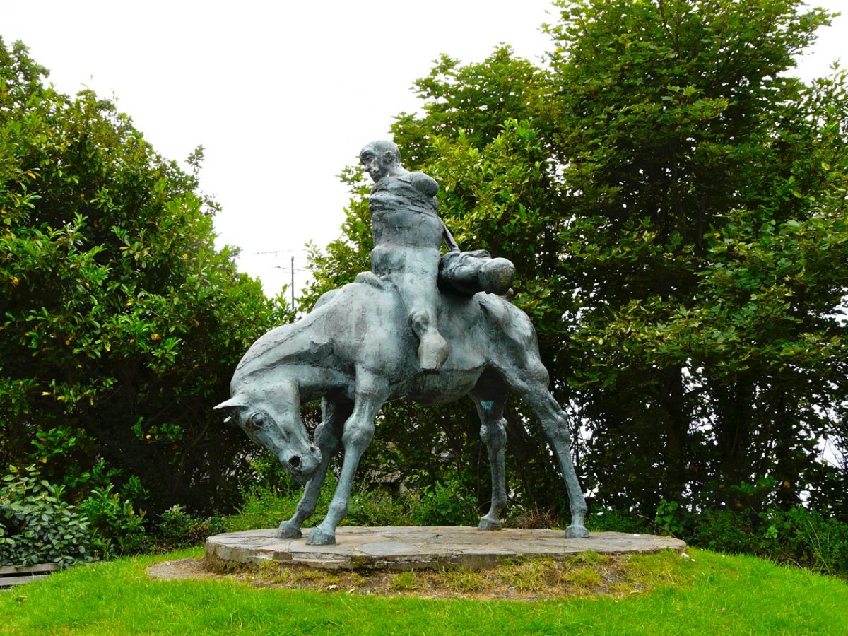 Equestrian statue of Bendigeidfran in Harlech UK