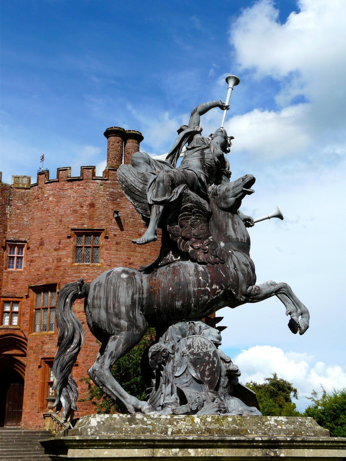 Equestrian statue of Fame in Welshpool UK