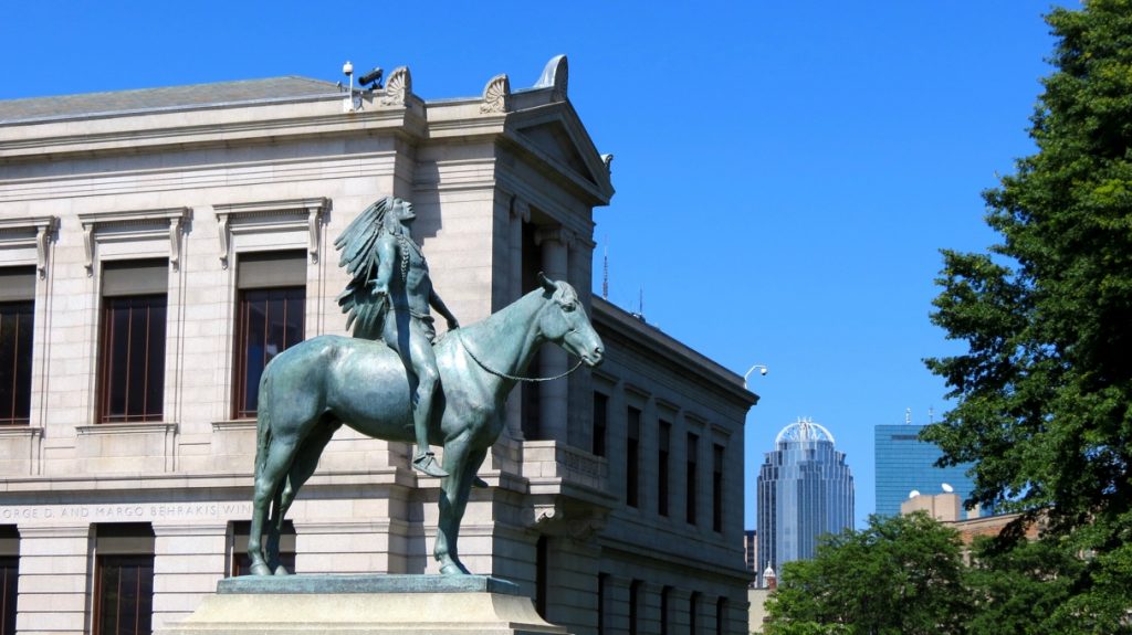 Equestrian statue of Appeal to the great spirit in MA Boston US