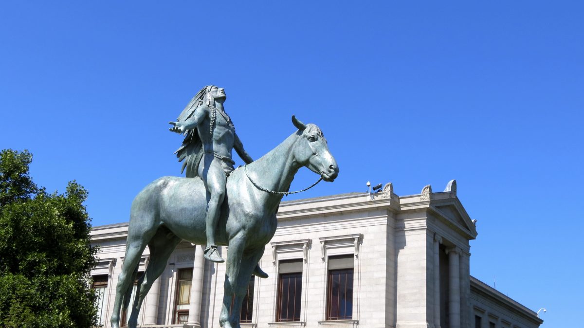 Equestrian statue of Appeal to the great spirit in MA Boston US