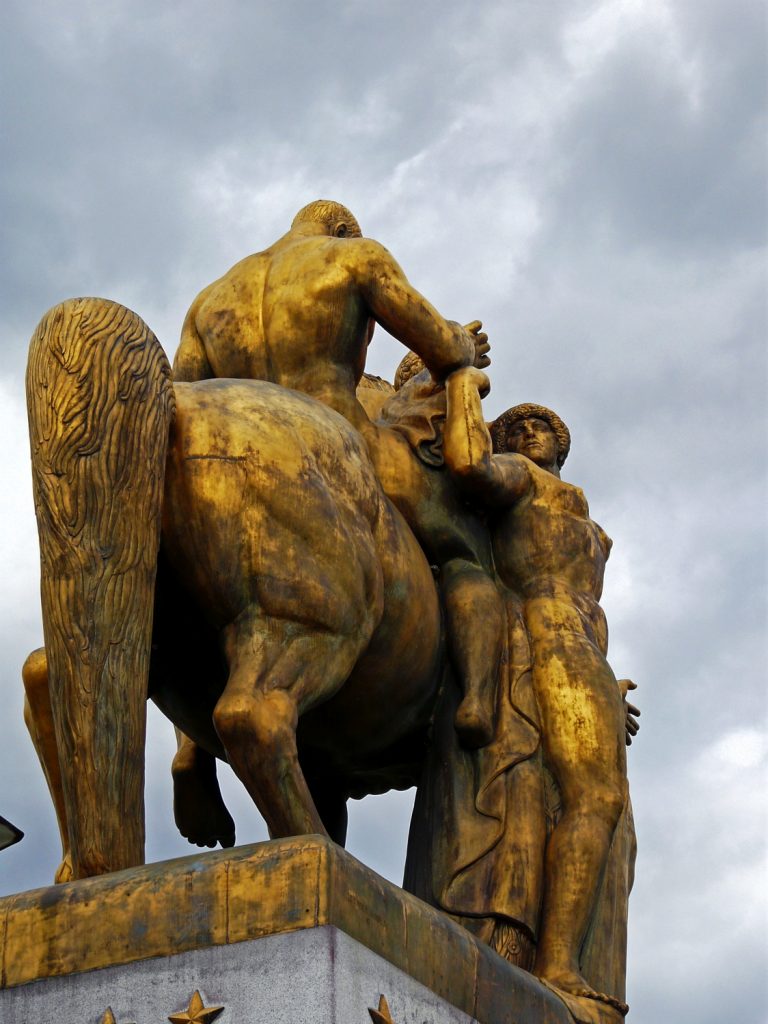 Equestrian statue of Sacrifice and Valor Arts of War in Washington D.C. US