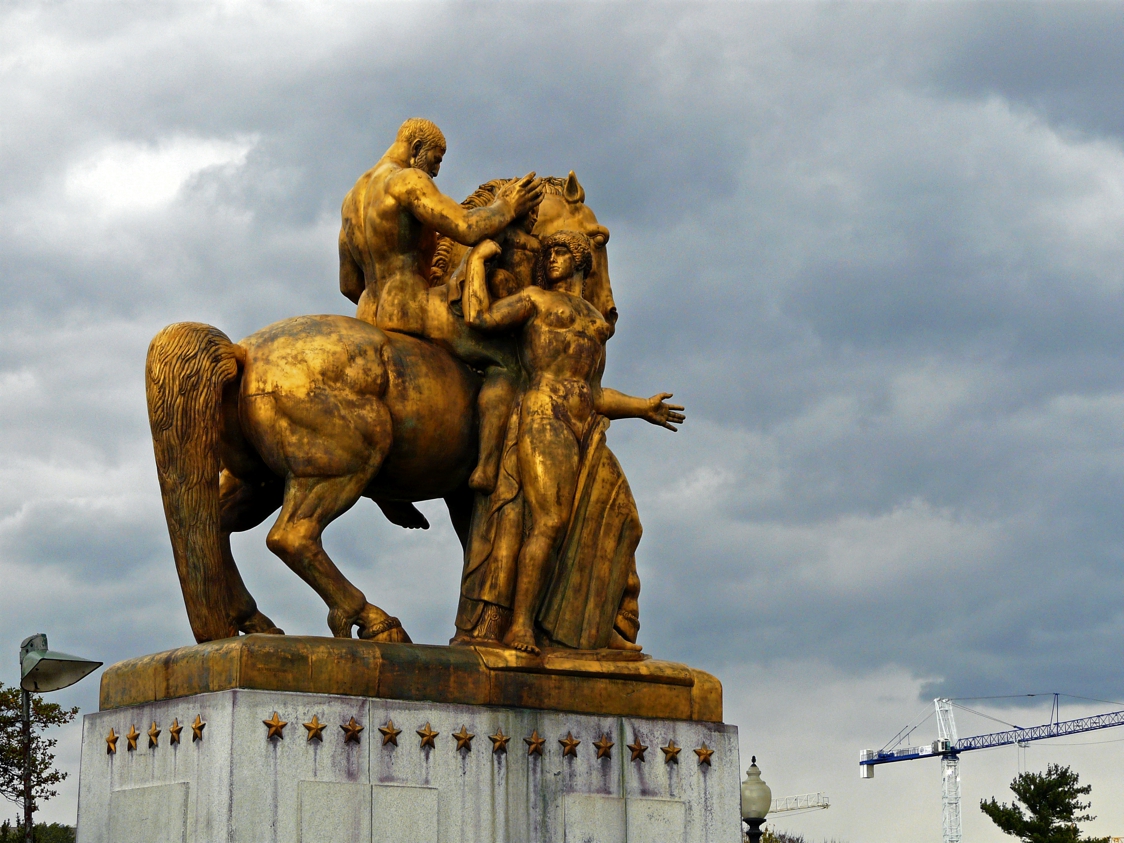 Equestrian statue of Sacrifice and Valor Arts of War in Washington D.C. US