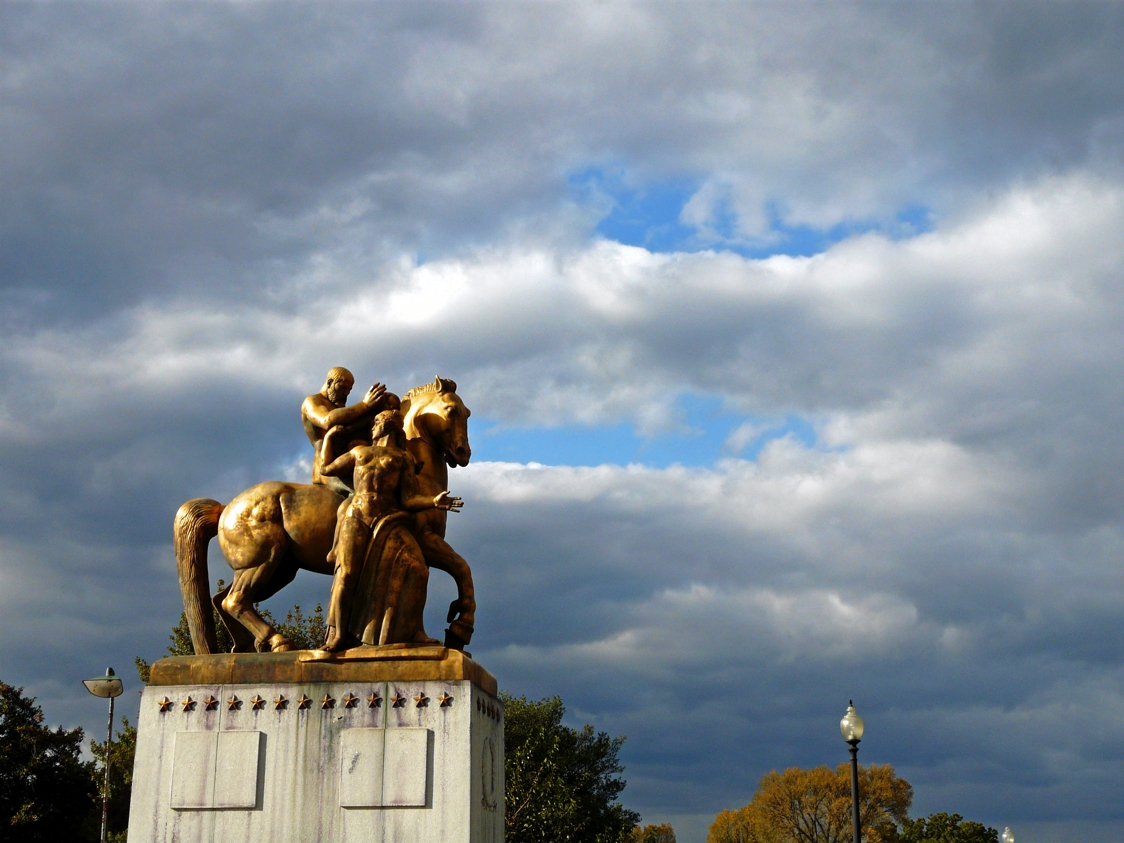 Equestrian statue of Sacrifice and Valor Arts of War in Washington D.C. US