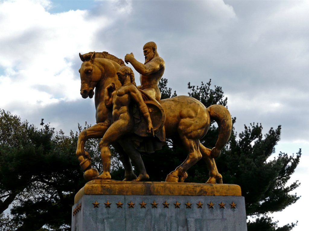 Equestrian statue of Sacrifice and Valor Arts of War in Washington D.C. US