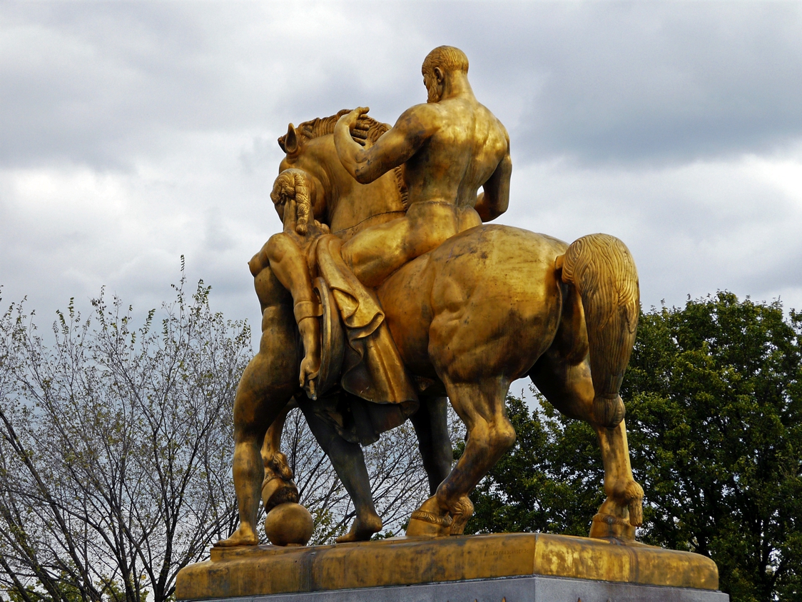 Equestrian statue of Sacrifice and Valor Arts of War in Washington D.C. US