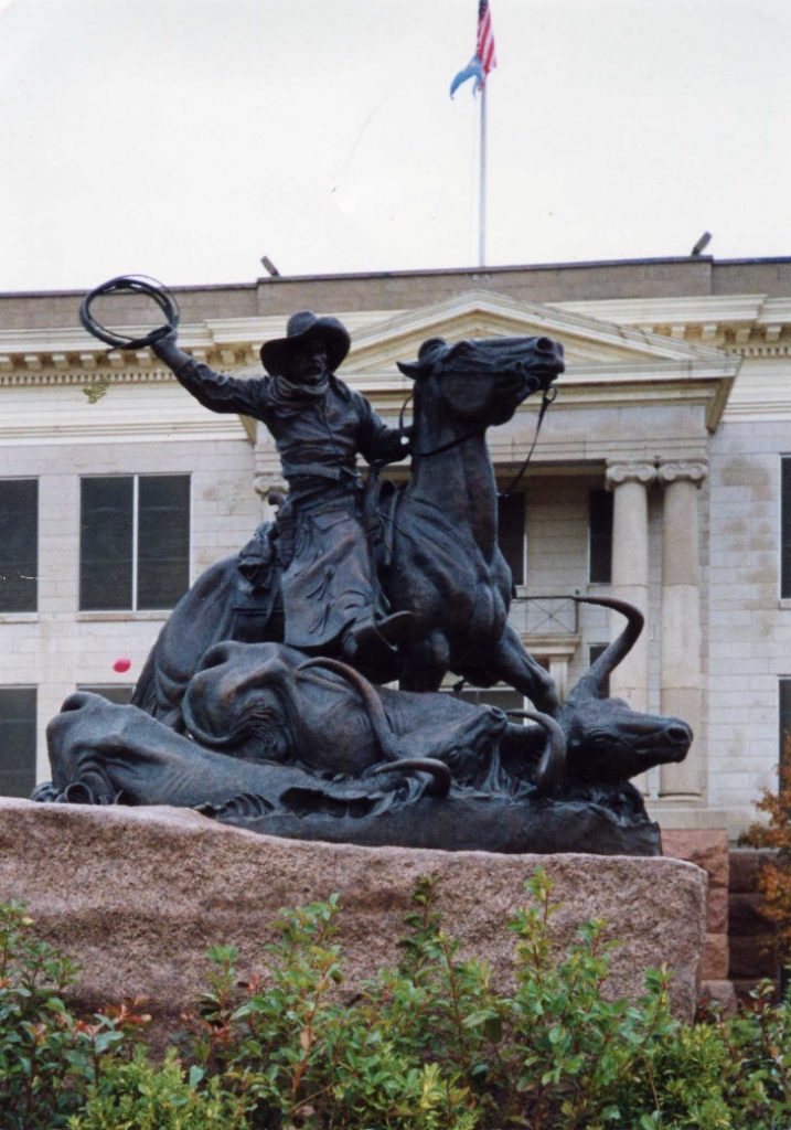 Equestrian statue of Boomer in OK Enid US