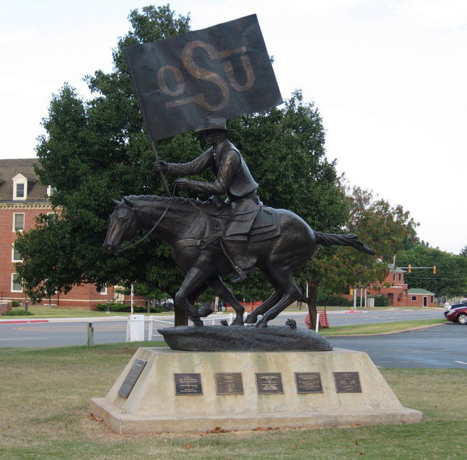 Equestrian statue of Spirit Rider in OK Stillwater US