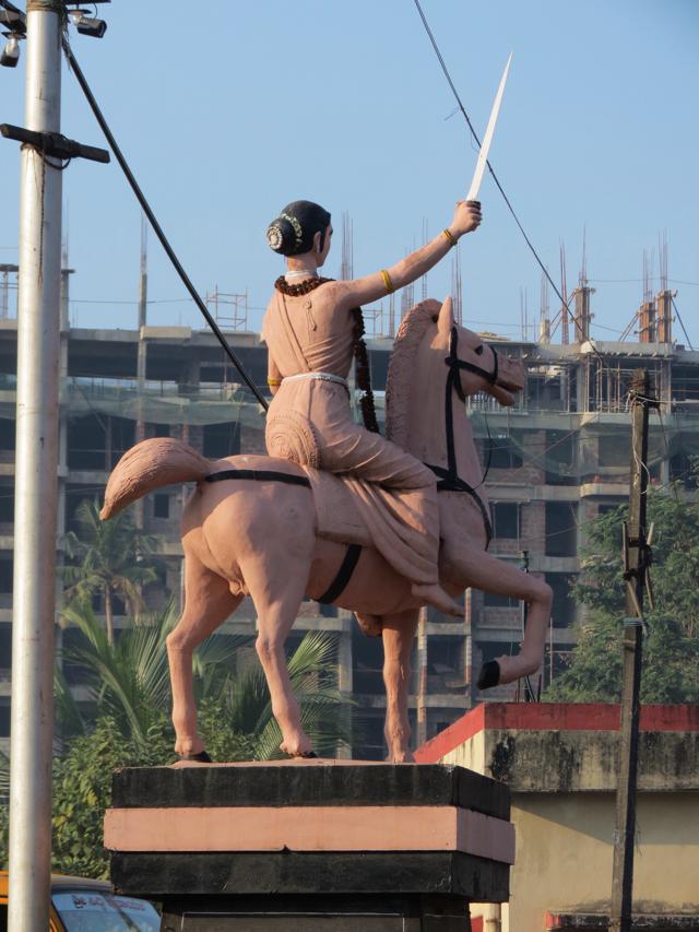 Equestrian statue of Chowta Abbakka in Ullal, Karnataka India