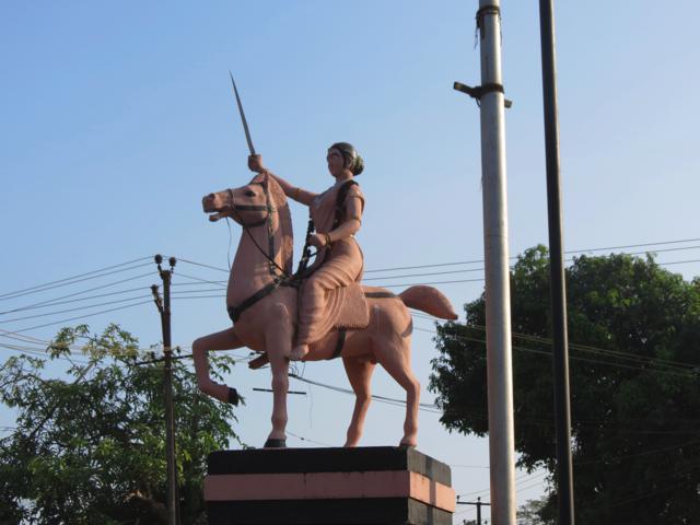 Equestrian statue of Chowta Abbakka in Ullal, Karnataka India