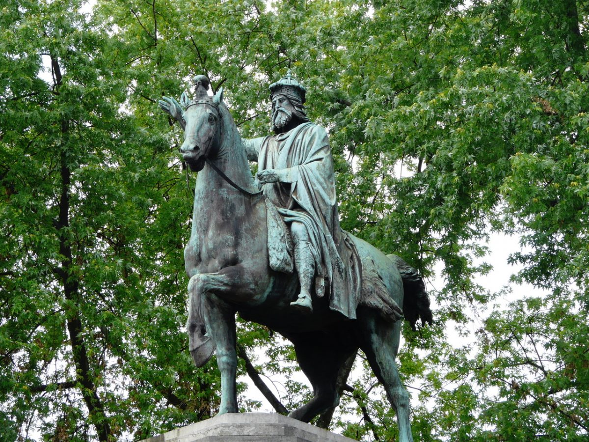 Equestrian statue of Carolus Magnus in Liège Belgium