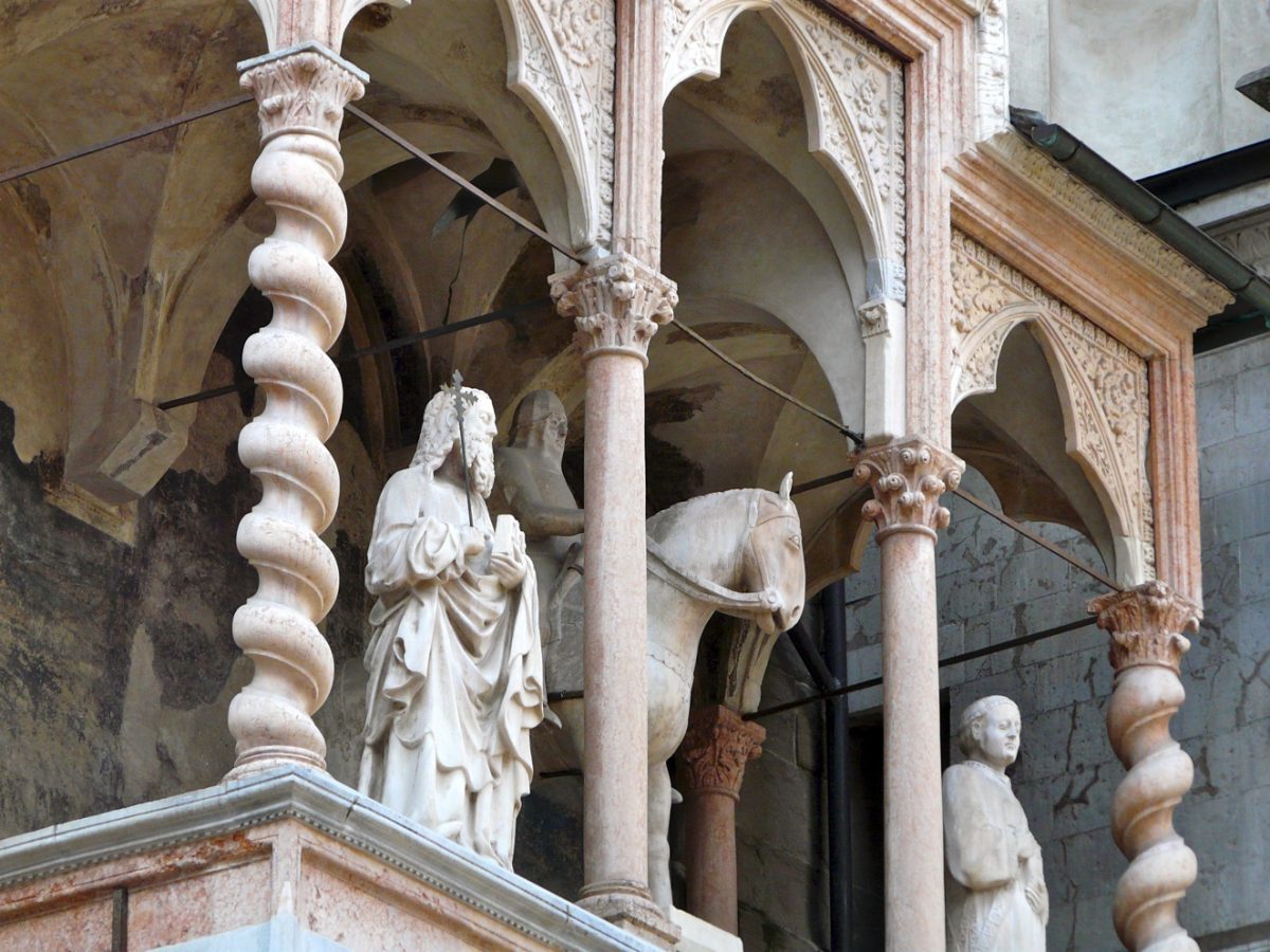 Equestrian statue of Bartolomeo Colleoni in Bergamo Italy