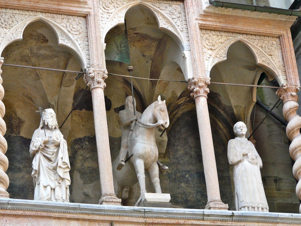 Equestrian statue of Bartolomeo Colleoni in Bergamo Italy