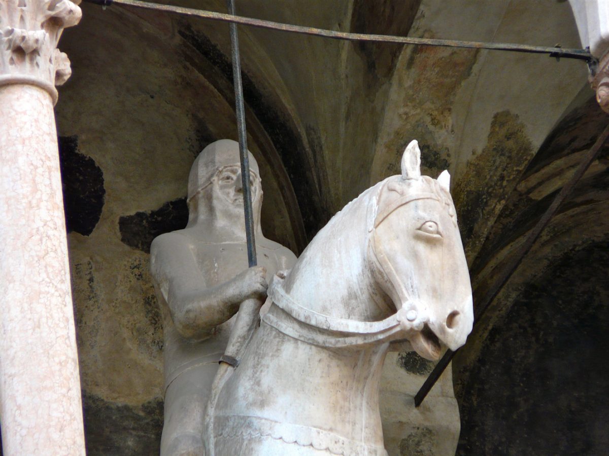 Equestrian statue of Bartolomeo Colleoni in Bergamo Italy