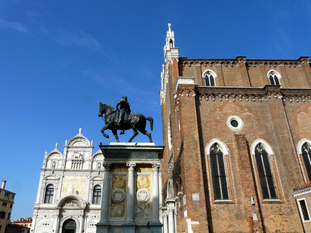 Equestrian statue of Bartolomeo Colleoni in Venice Italy