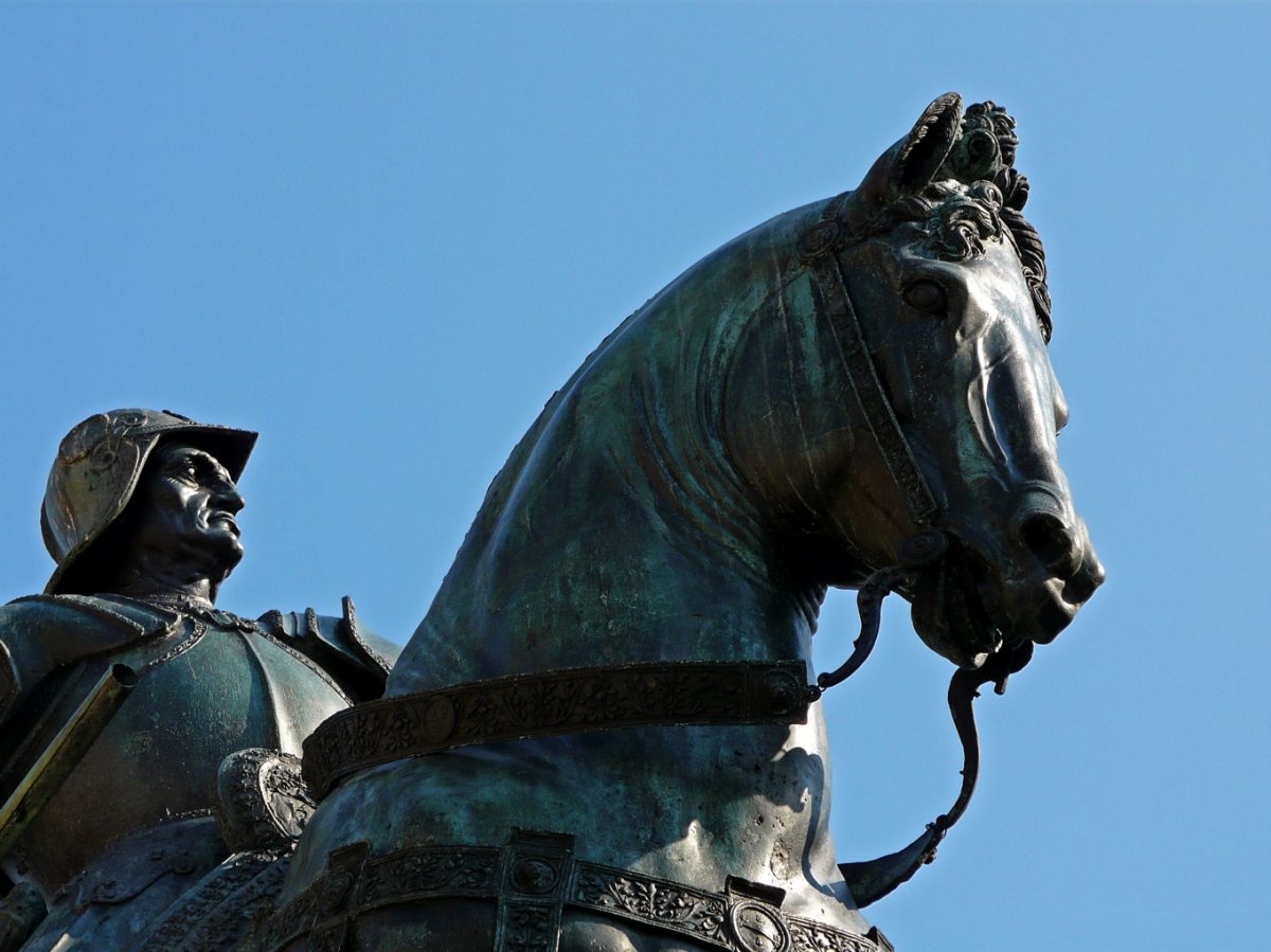 Equestrian statue of Bartolomeo Colleoni in Venice Italy