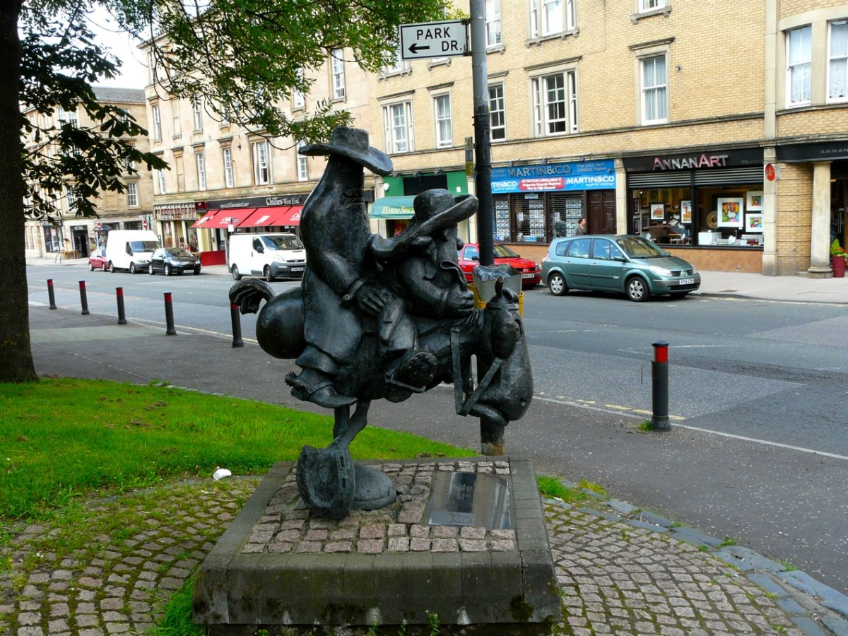 Equestrian statue of Lobey Dosser in Glasgow UK