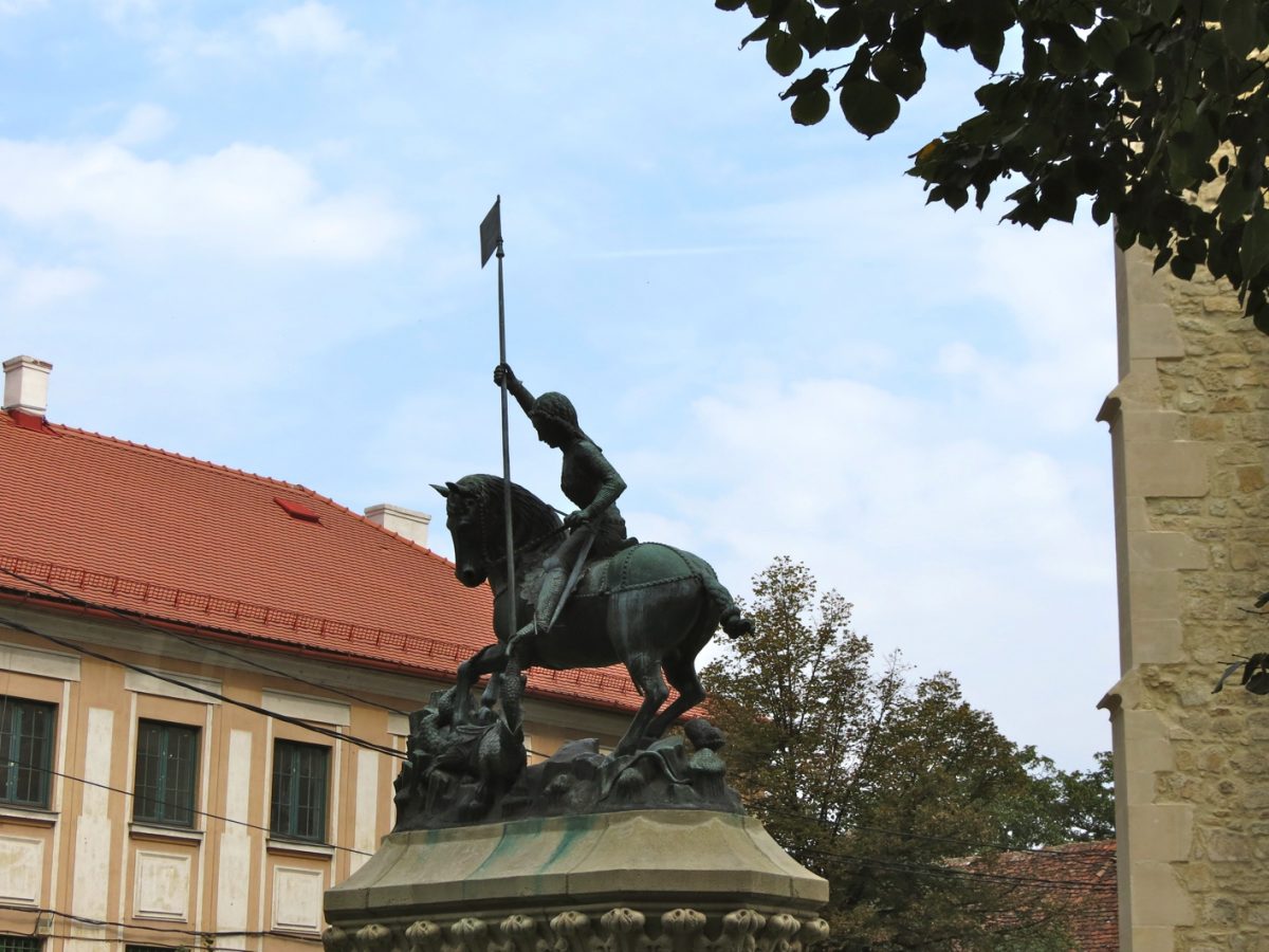 Equestrian statue of Saint George in Cluj-Napoca Romania