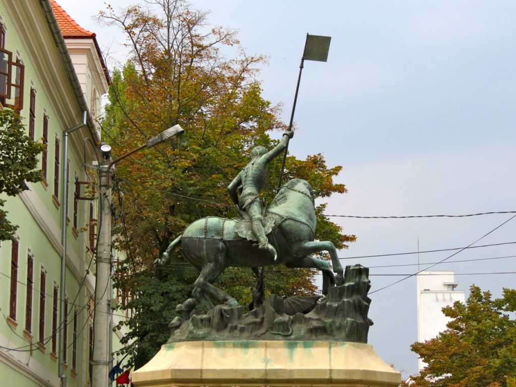 Equestrian statue of Saint George in Cluj-Napoca Romania