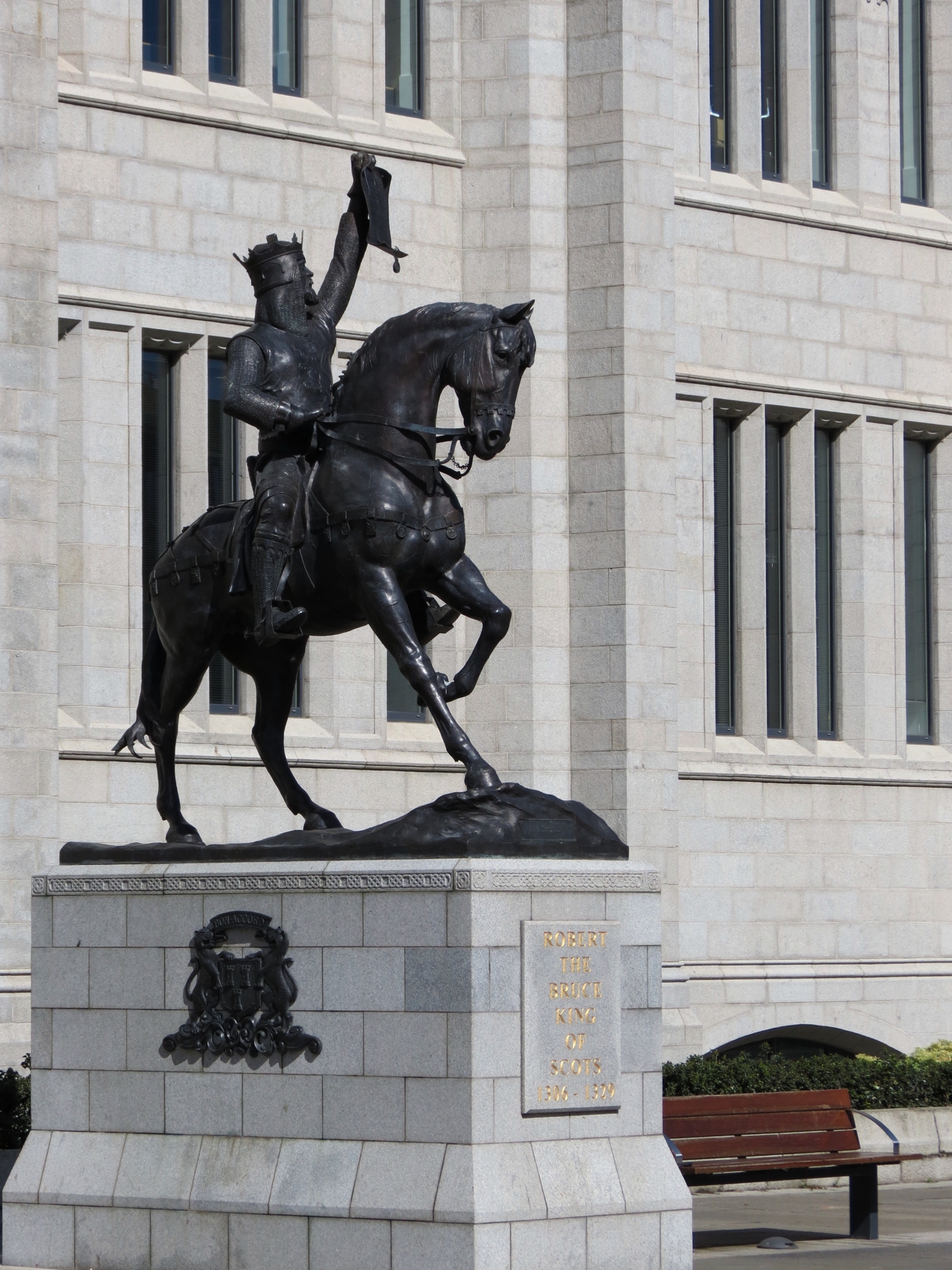 Equestrian statue of Robert the Bruce in Aberdeen UK