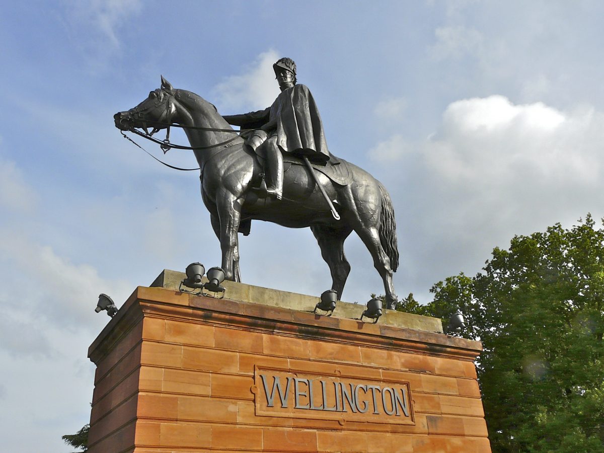 Equestrian statue of Duke of Wellington in Aldershot UK