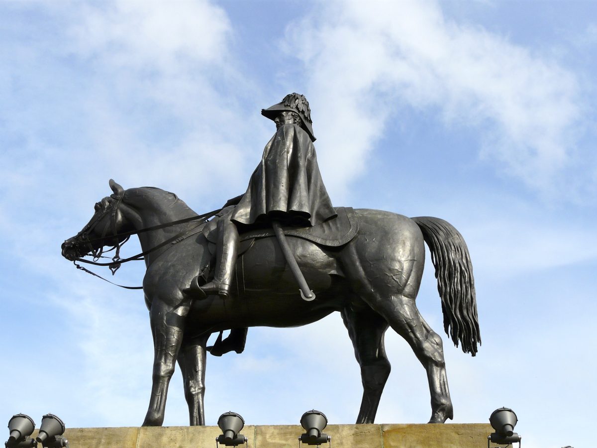 Equestrian statue of Duke of Wellington in Aldershot UK