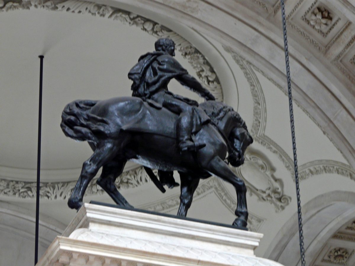 Equestrian statue of Duke of Wellington in London UK