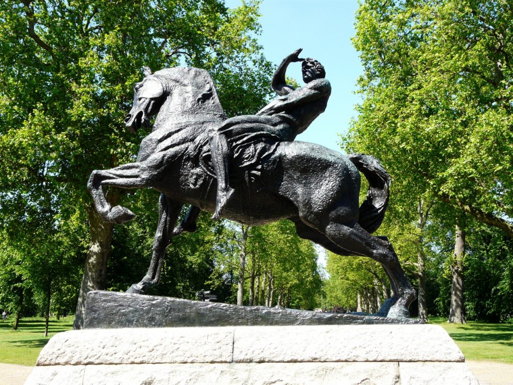 Equestrian statue of Physical Energy in London UK