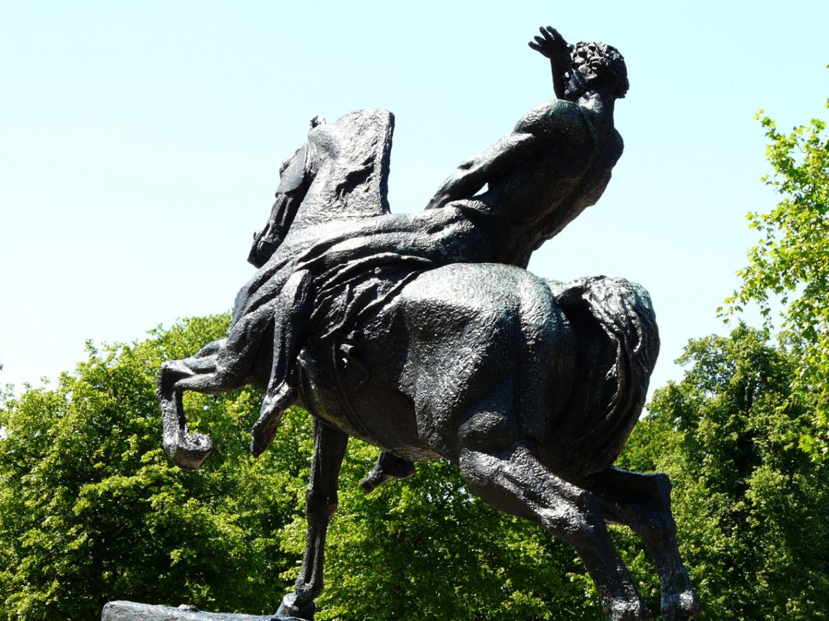 Equestrian statue of Physical Energy in London UK