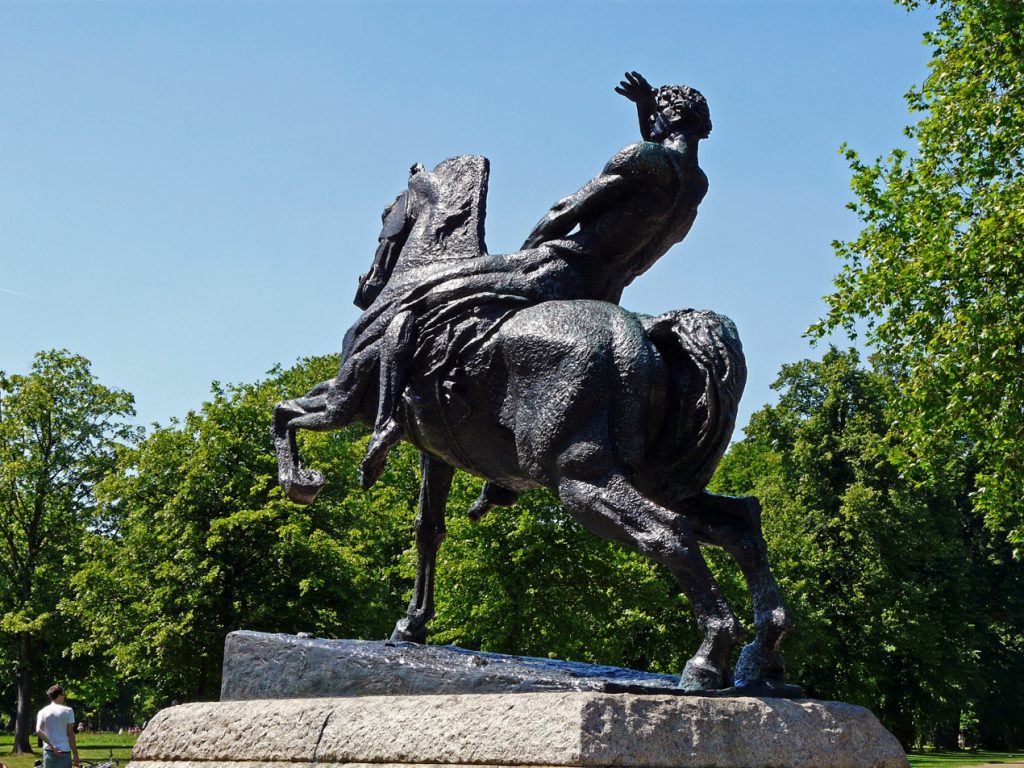 Equestrian statue of Physical Energy in London UK