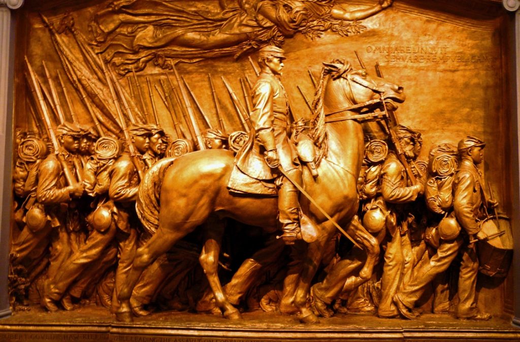Equestrian statue of Shaw memorial Memorial civil war in Washington D.C. US