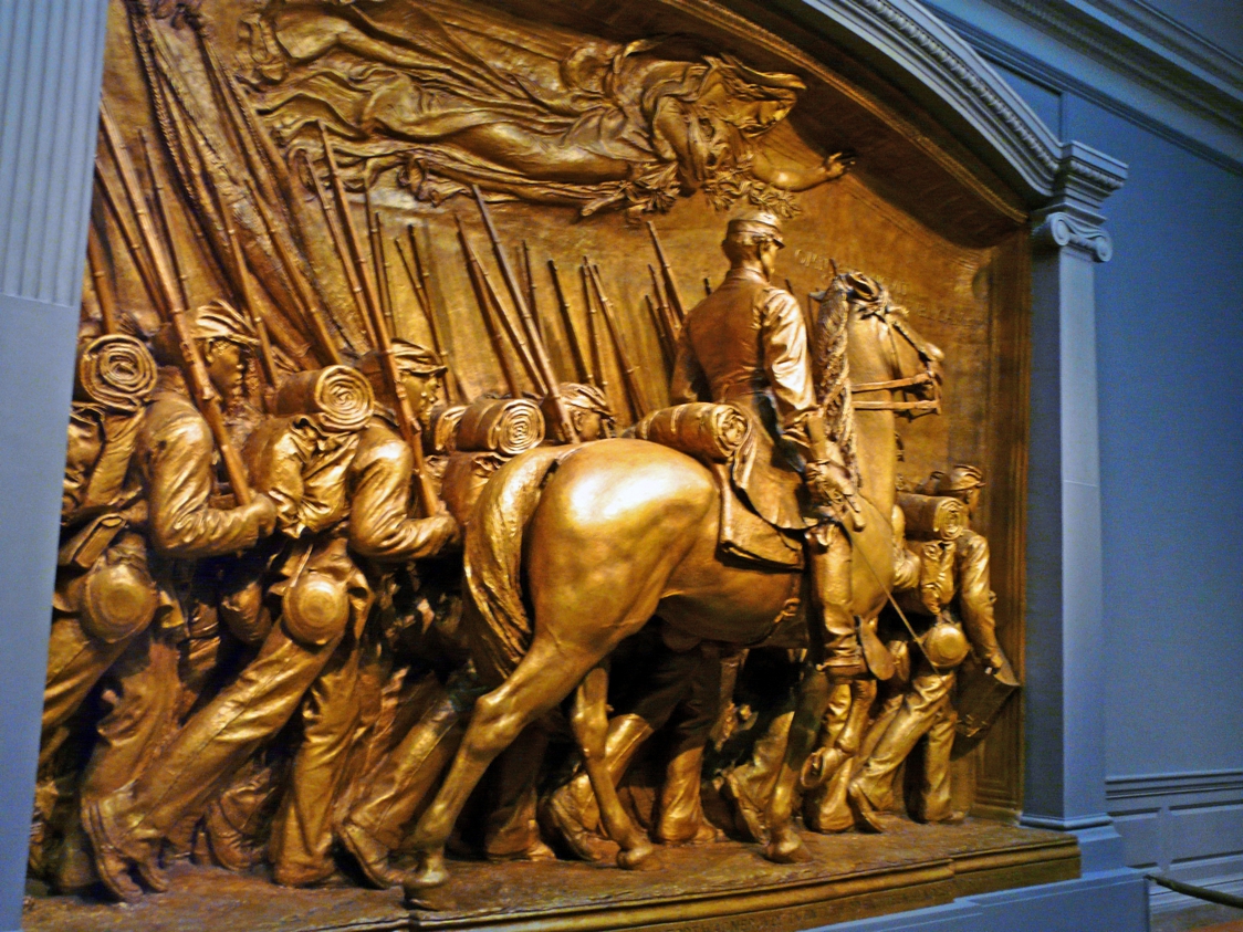 Equestrian statue of Shaw memorial Memorial civil war in Washington D.C. US