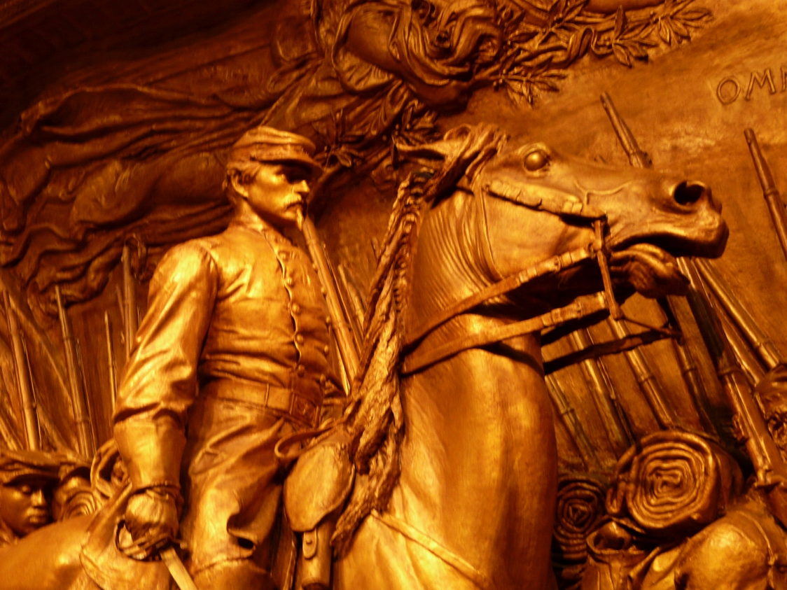 Equestrian statue of Shaw memorial Memorial civil war in Washington D.C. US