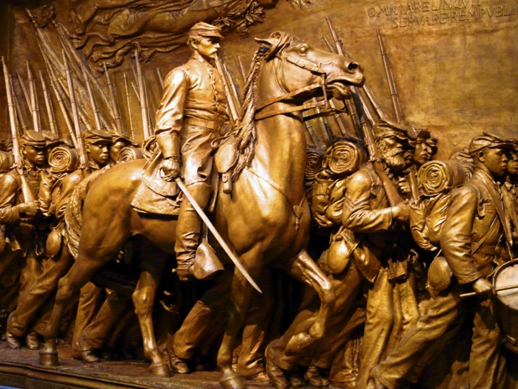 Equestrian statue of Shaw memorial Memorial civil war in Washington D.C. US