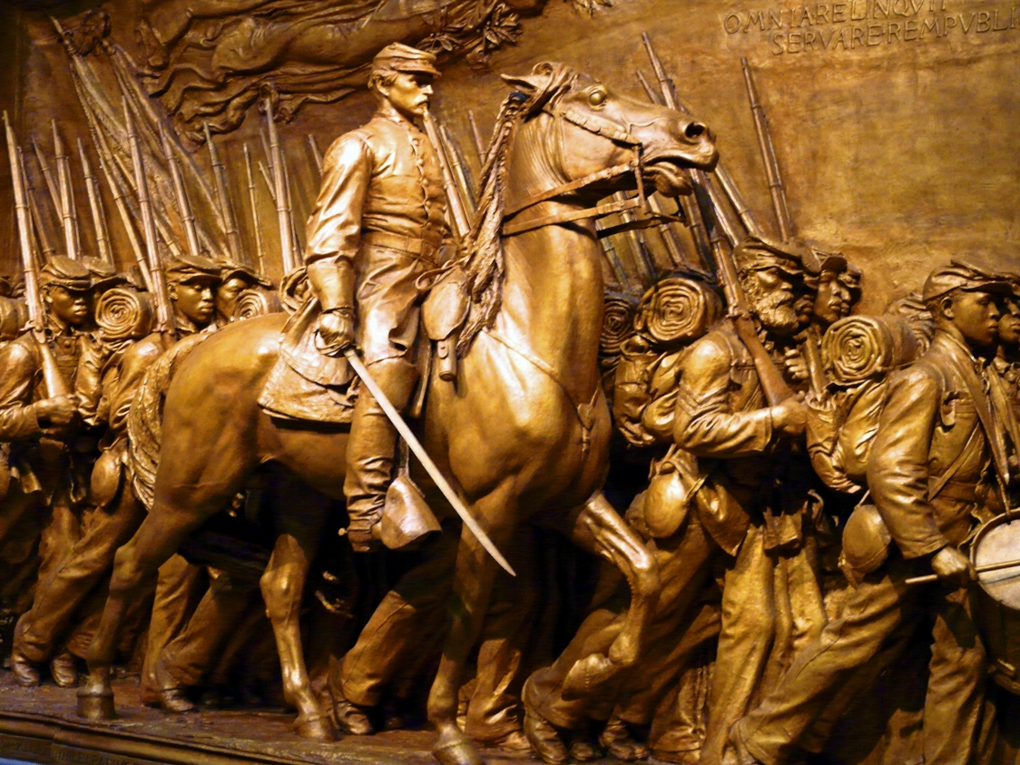 Equestrian statue of Shaw memorial Memorial civil war in Washington D.C. US