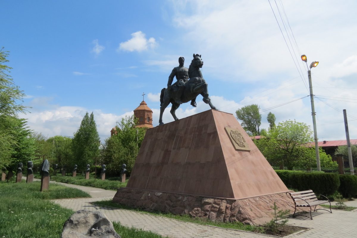 Equestrian statue of Ozanian Andranik in Gyumri Armenia